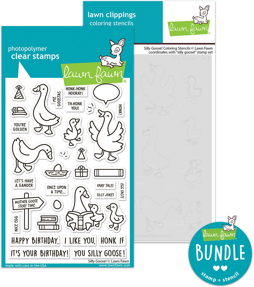 silly goose! (stamp+coloring stencil bundle) – Lawn Fawn