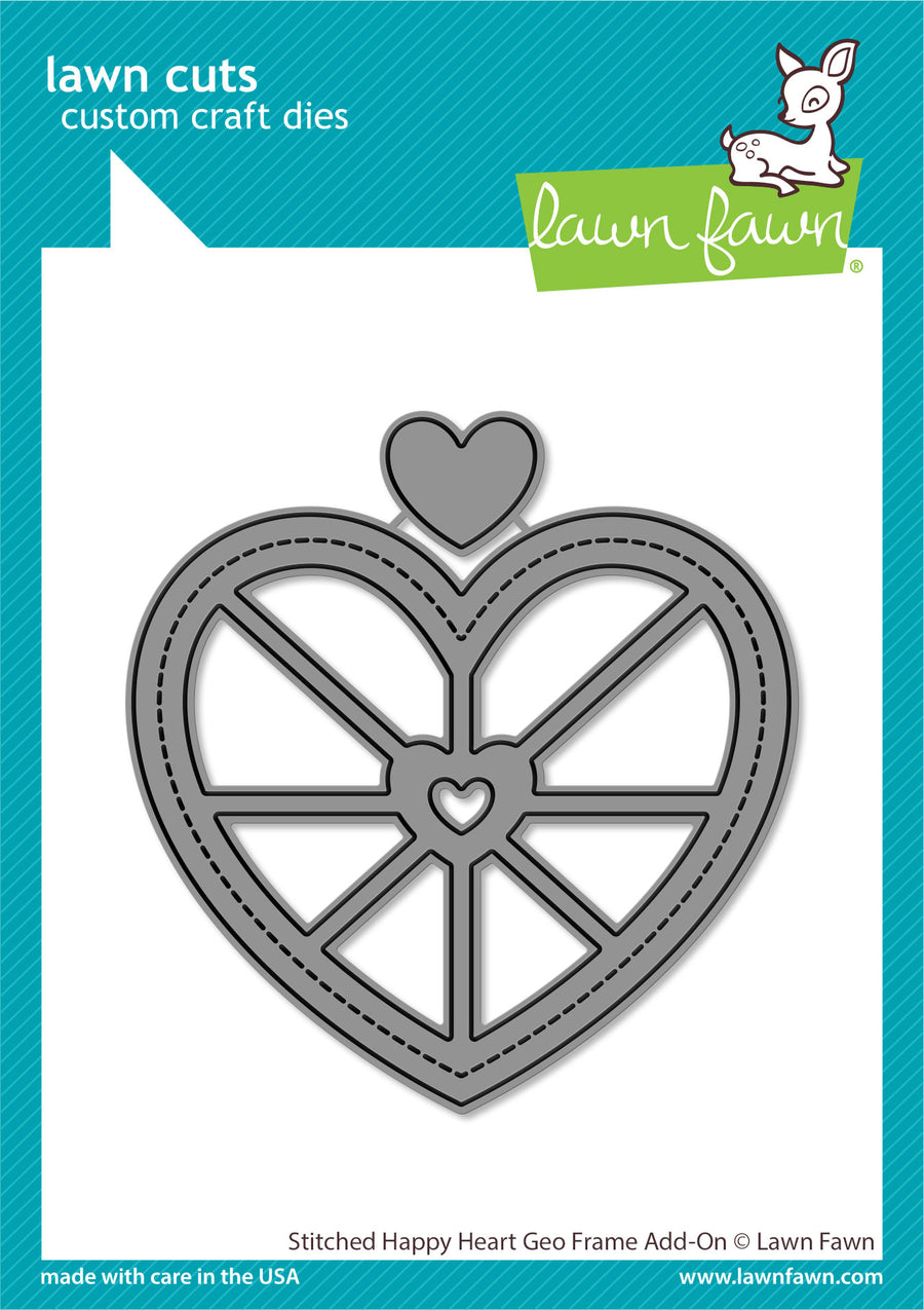 stitched happy heart geo frame add-on – Lawn Fawn