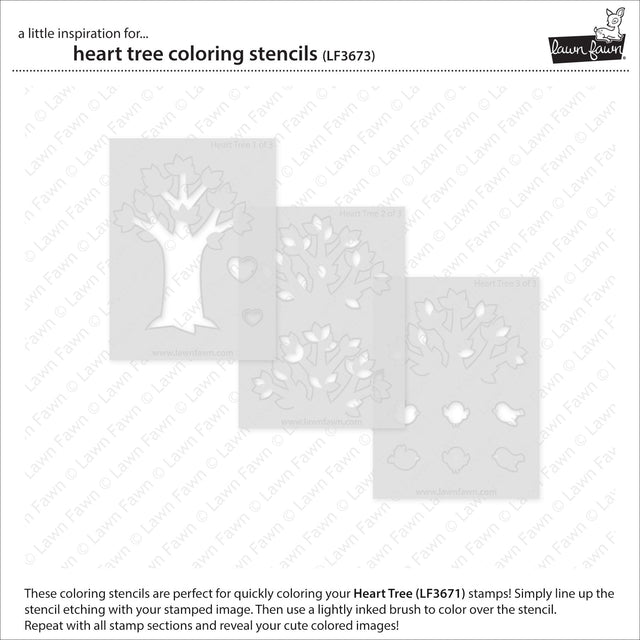 heart tree coloring stencils – Lawn Fawn