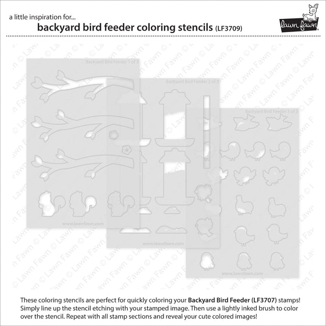 backyard bird feeder coloring stencils – Lawn Fawn