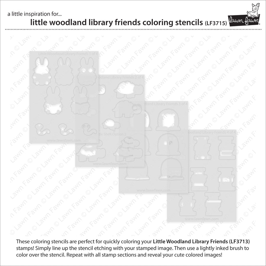 little woodland library friends coloring stencils – Lawn Fawn
