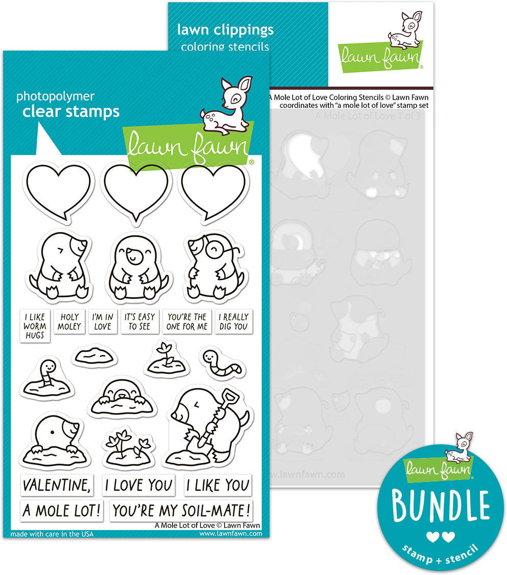 a mole lot of love (stamp+coloring stencil bundle) – Lawn Fawn