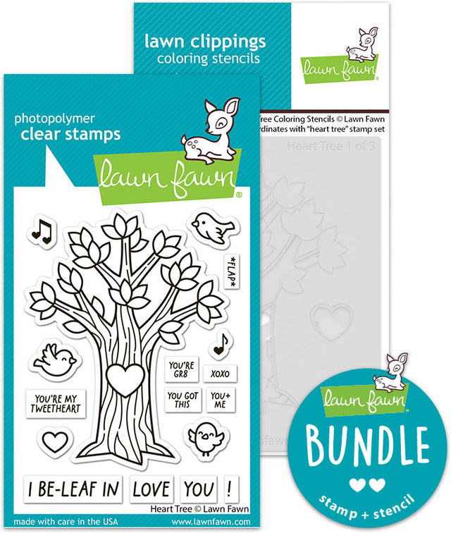 heart tree (stamp+coloring stencil bundle) – Lawn Fawn