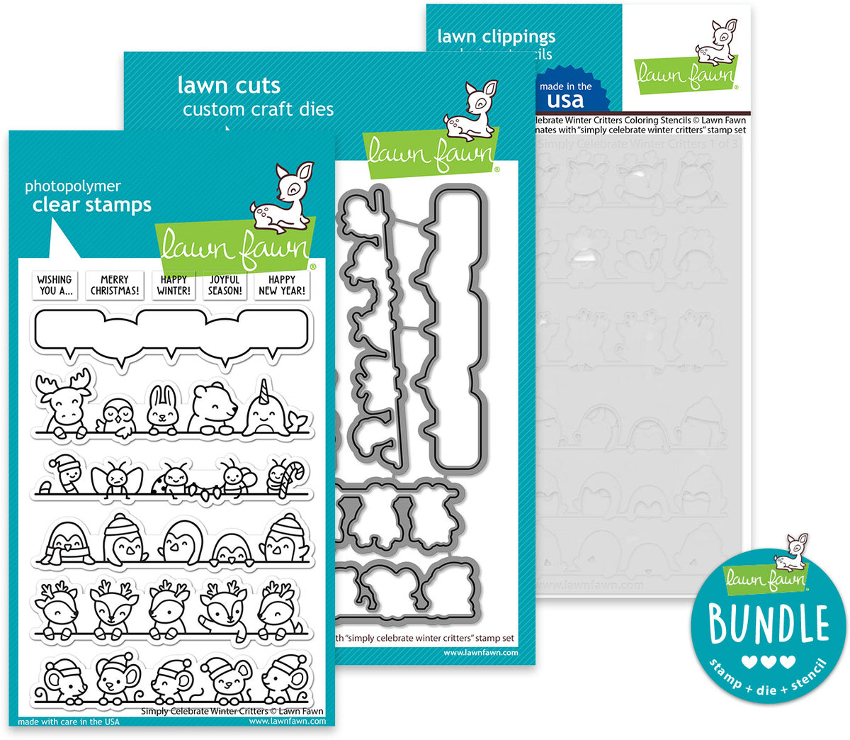 simply celebrate winter critters (stamp+die+coloring stencil bundle ...