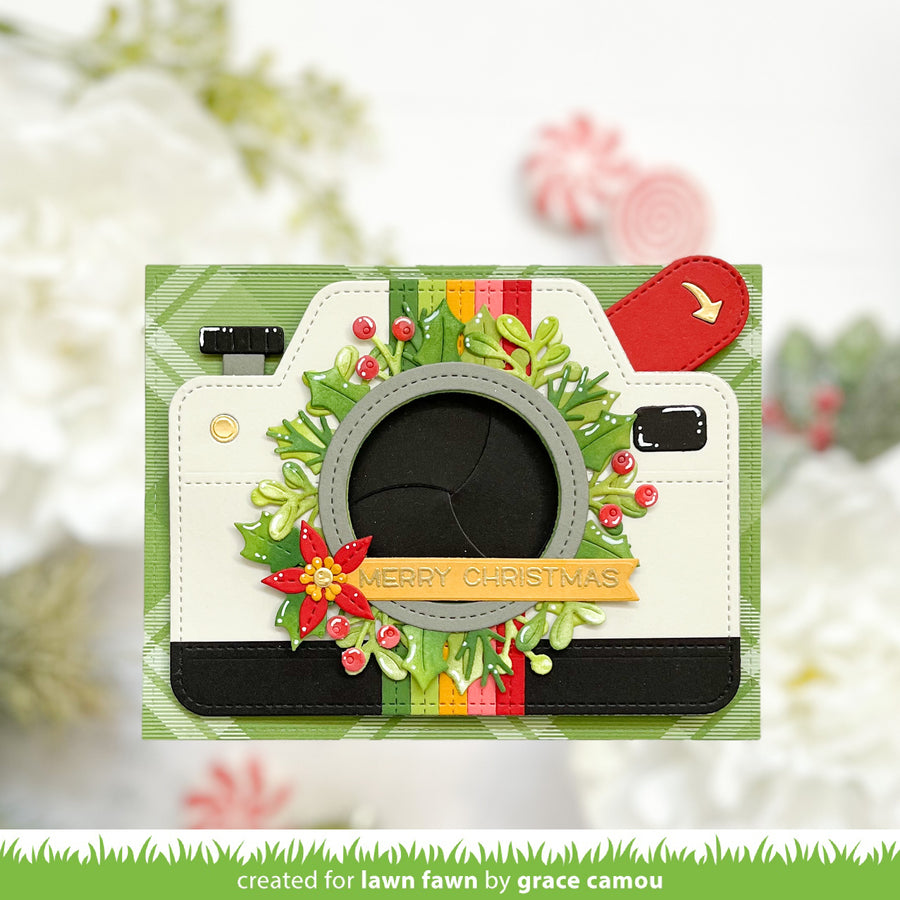 magic iris holly wreath add-on – Lawn Fawn